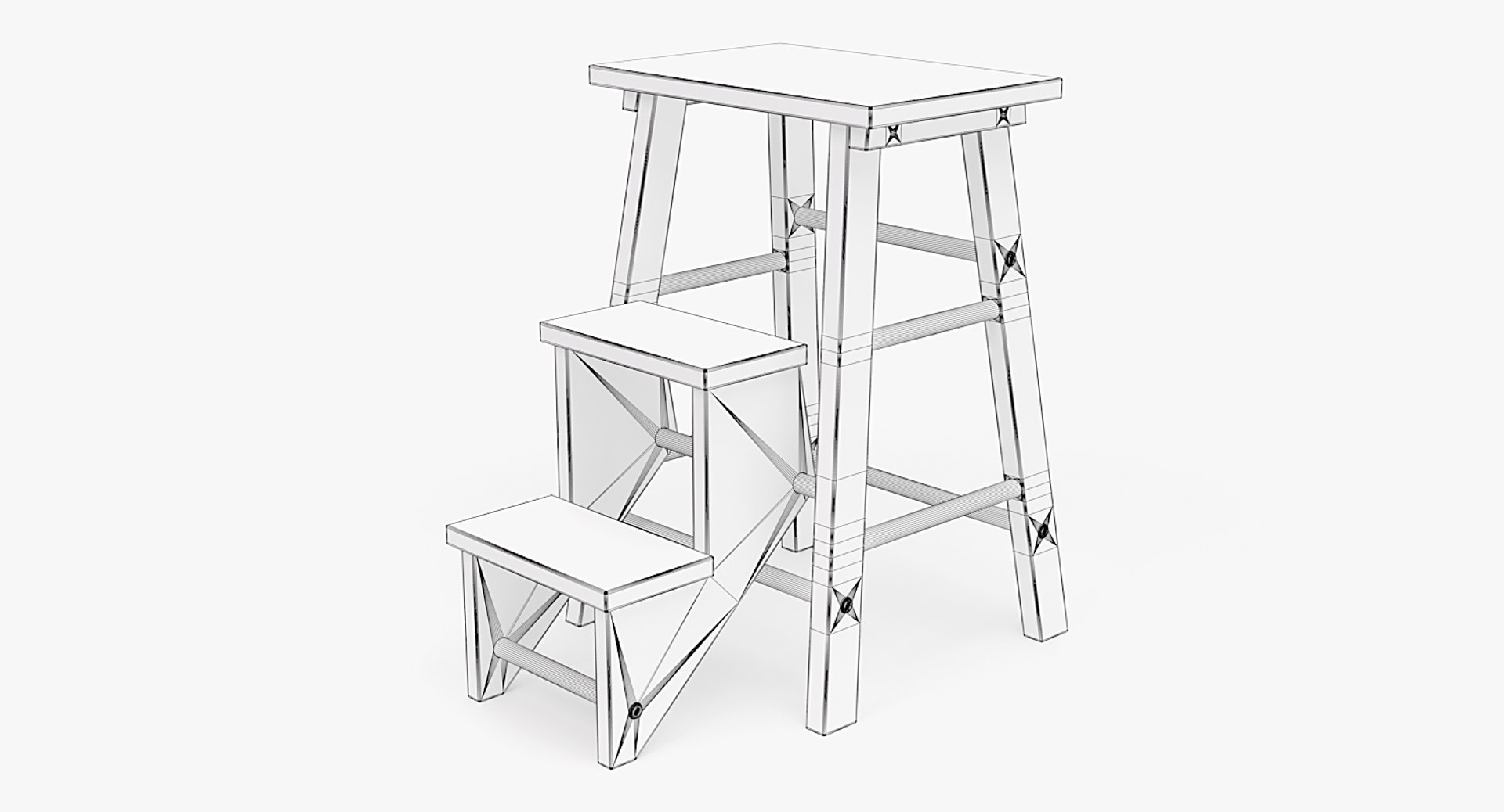 Realistic Step Ladder Stool 3d Model
