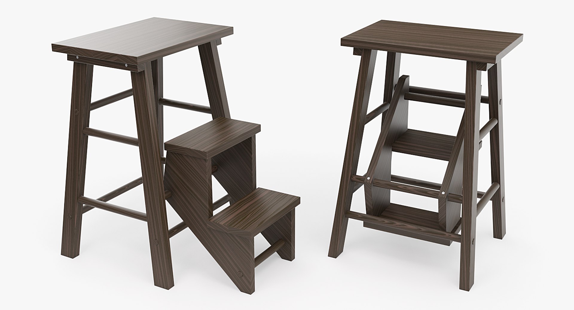 Realistic Step Ladder Stool 3d Model
