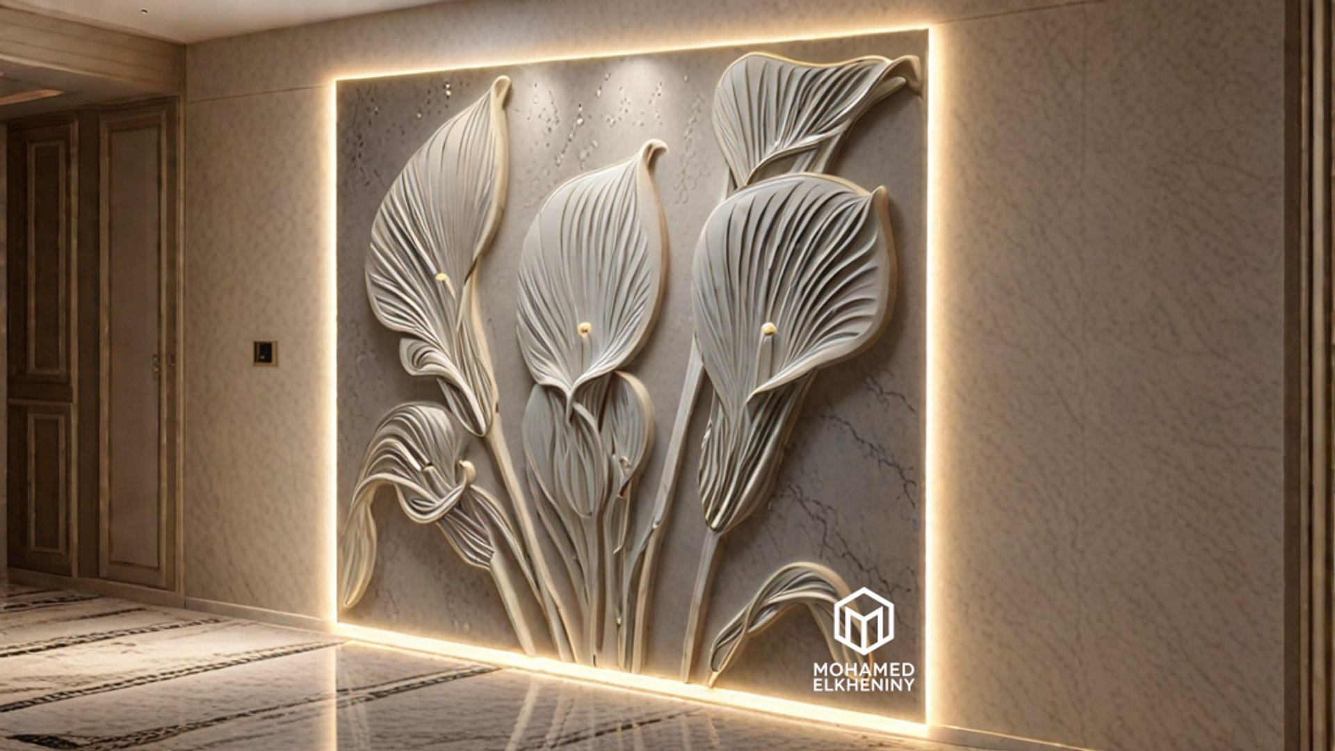 Modern Calla Lily Panel Wall Decor Set Relief Mural CNC 152 3D Model ...