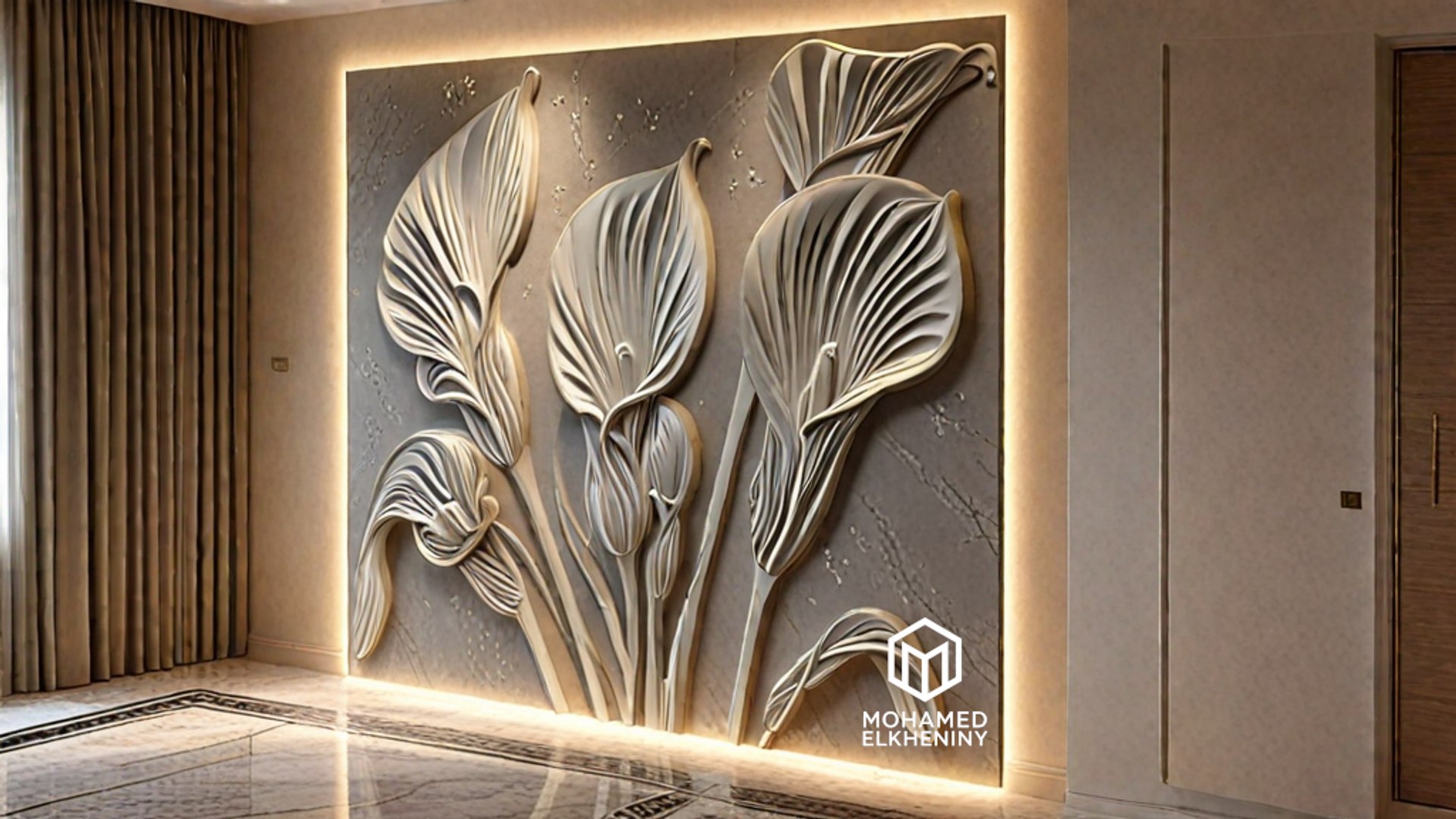 Modern Calla Lily Panel Wall Decor Set Relief Mural CNC 152 3D Model ...