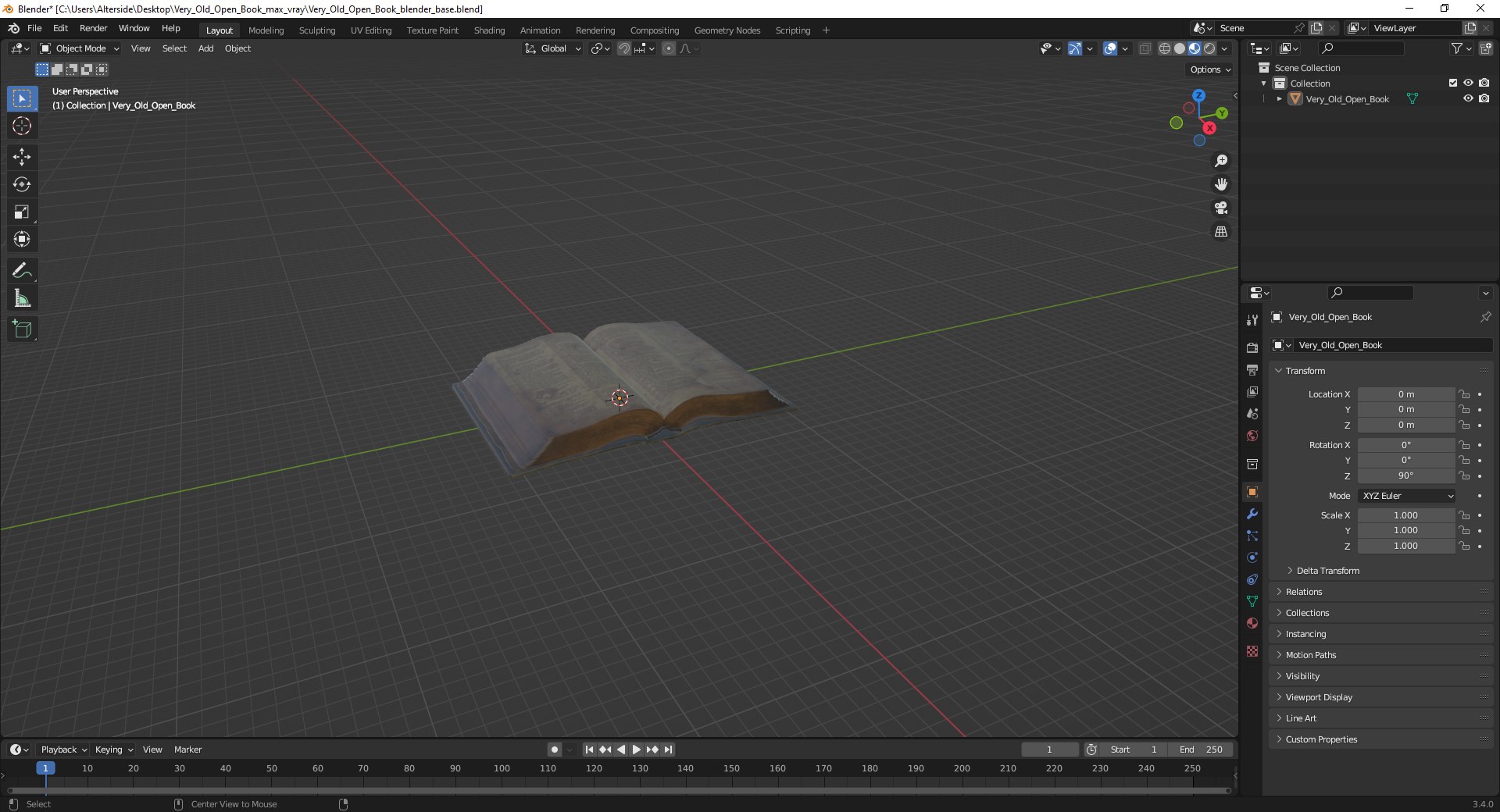 Very Old Open Book 3D model - TurboSquid 2006157