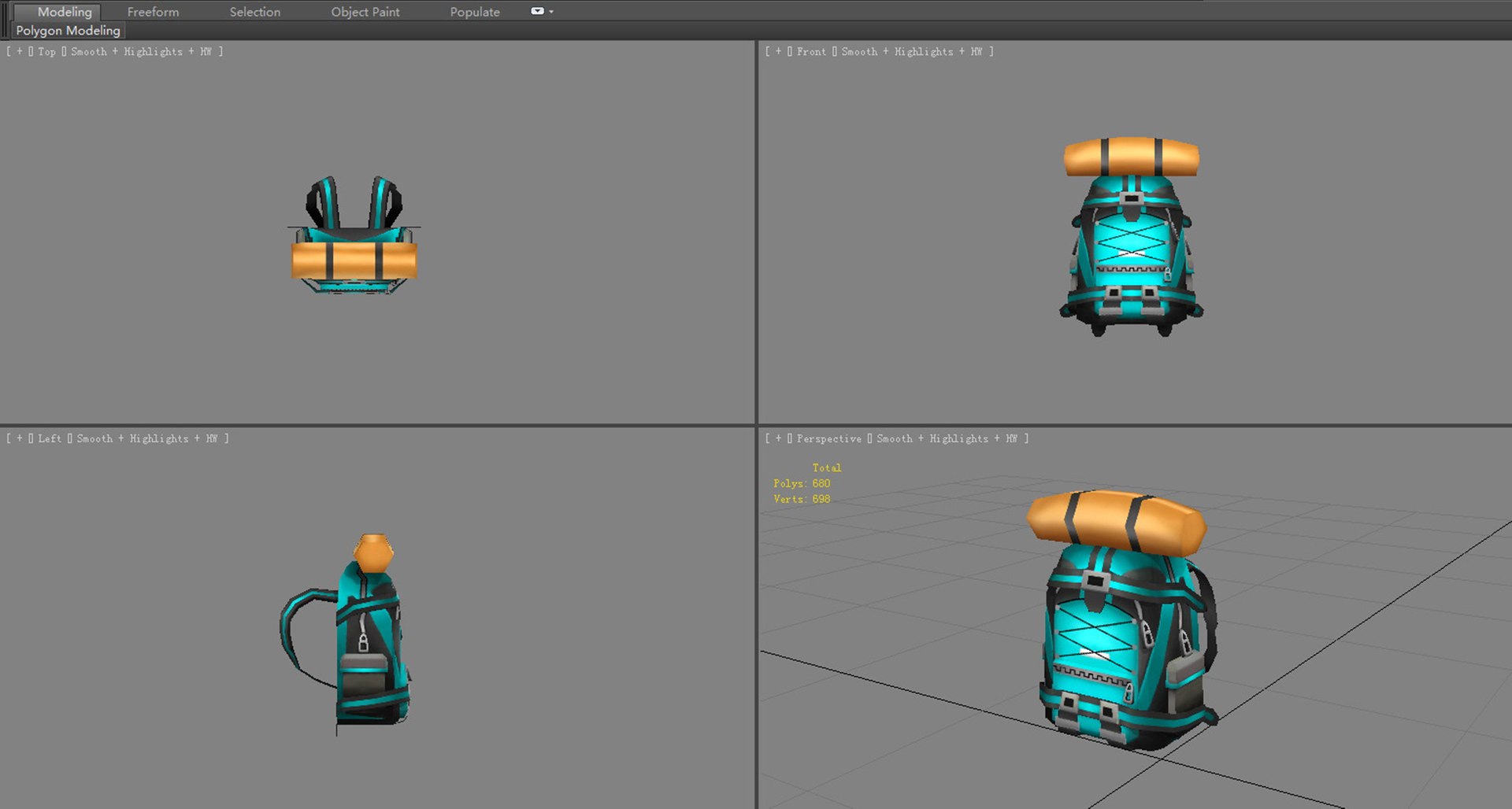 Cartoon blue backpack - rucksack Low-poly 3D model model - TurboSquid ...