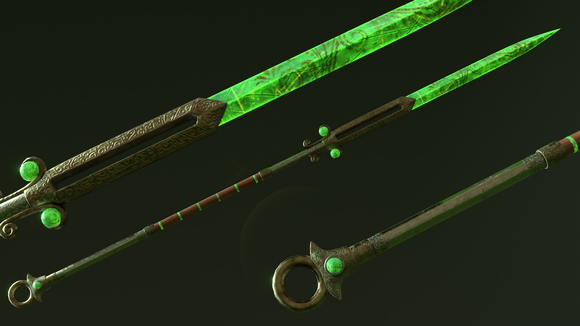 Fantasy Jade Weapon Set Model - TurboSquid 1940172