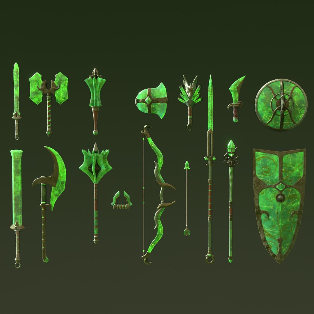 Fantasy Jade Weapon Set Model - TurboSquid 1940172