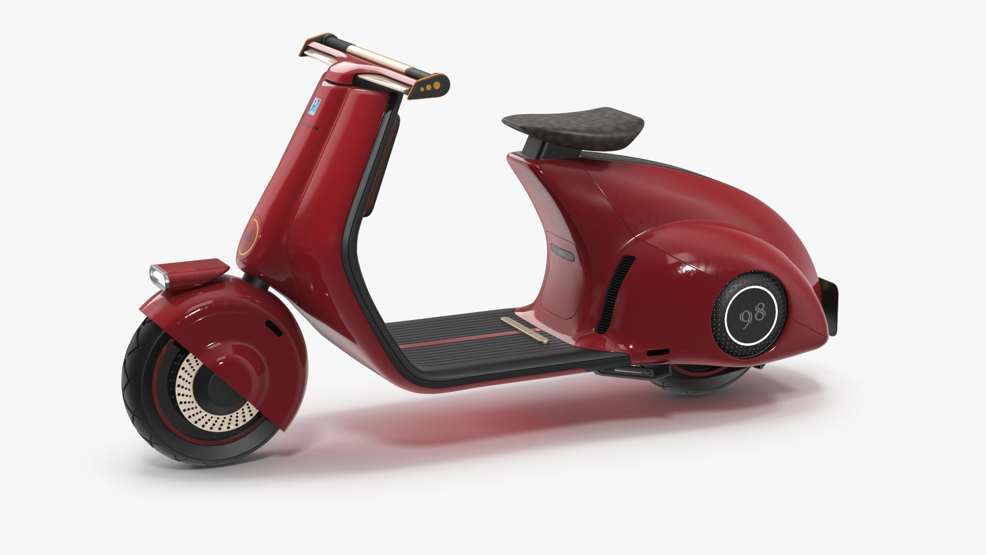3D Designer Red Electric Scooter Vespa 98 Lights On Rigged Model ...