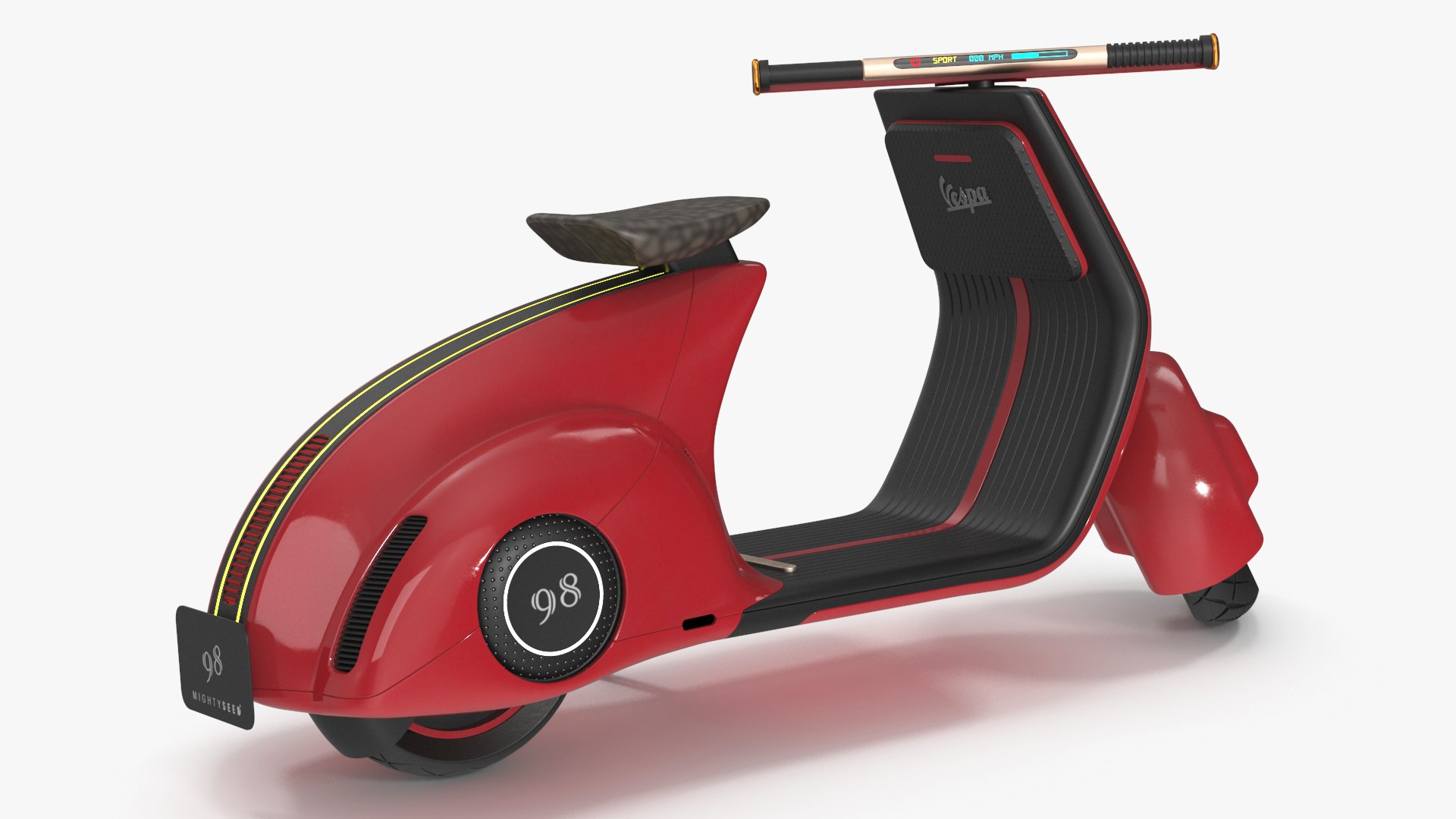 3D Designer Red Electric Scooter Vespa 98 Lights On Rigged Model ...