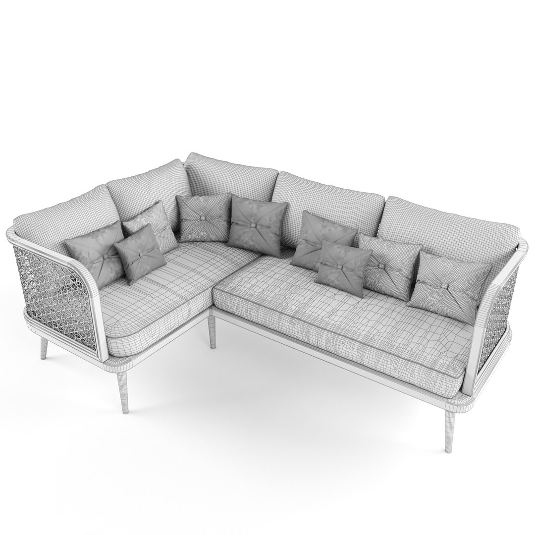 3D model 3-seat modular sofa corner outdoor - TurboSquid 1770976