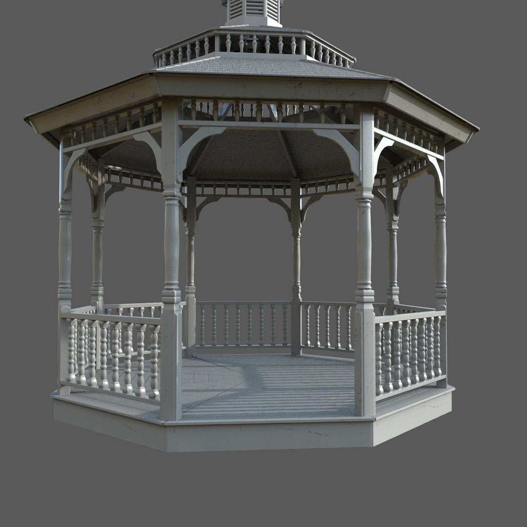 3D Garden Gazebo Game Ready 2 Model - TurboSquid 2001486