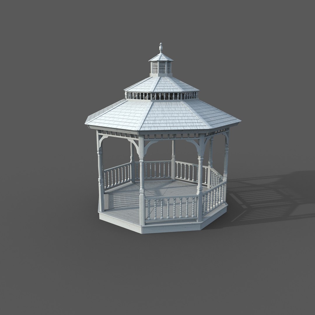 3D Garden Gazebo Game Ready 2 Model - TurboSquid 2001486