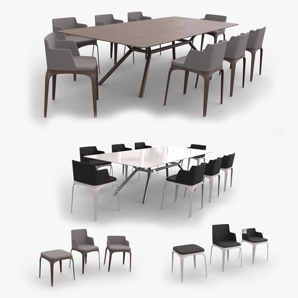 Dining Room Table and Chair Collection PBR 3D - TurboSquid 1930829