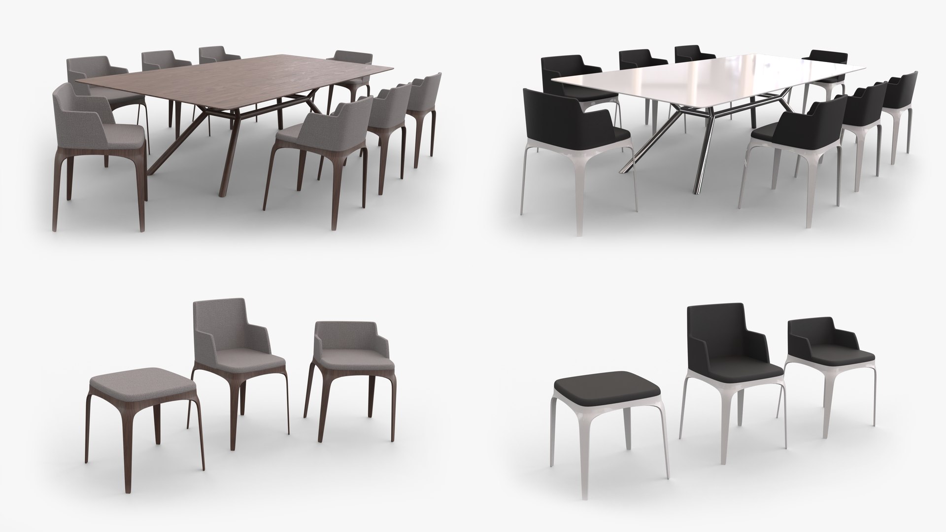 Dining Room Table And Chair Collection PBR 3D - TurboSquid 1930829
