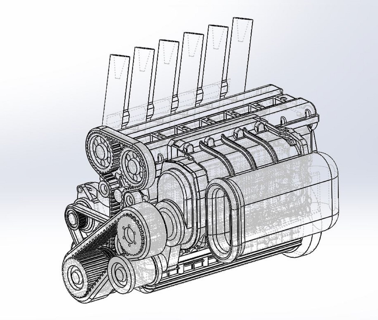 3D Diecast Supercharged Straight-six Engine Version 2 Scale 1 To 25 ...