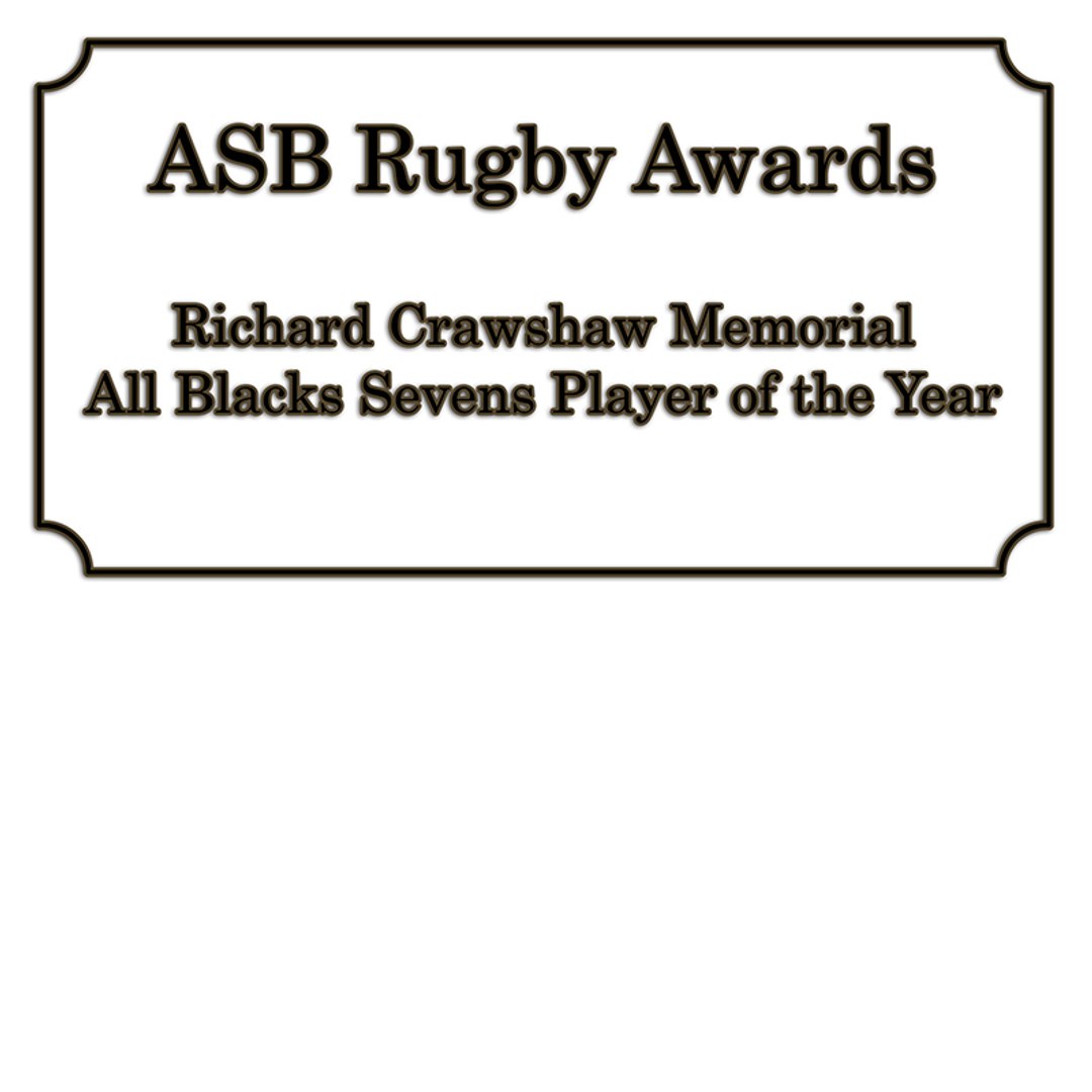 3D ASB Rugby Awards Richard Crawshaw Memorial All Blacks Sevens Player ...