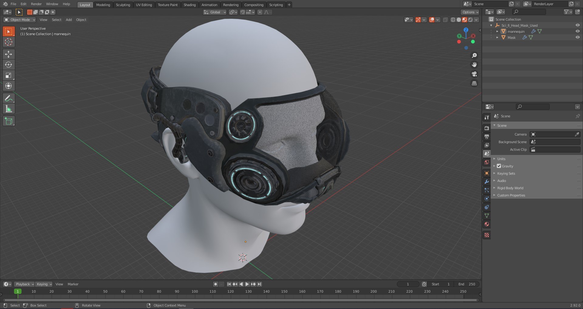 Sci-fi Head Mask Used 3D - TurboSquid 2133328