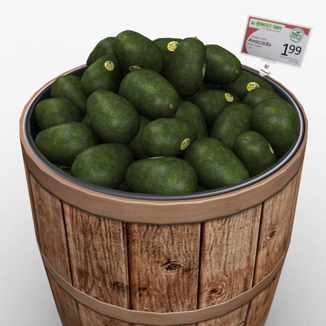 3d Model Grocery Barrel - Avocados
