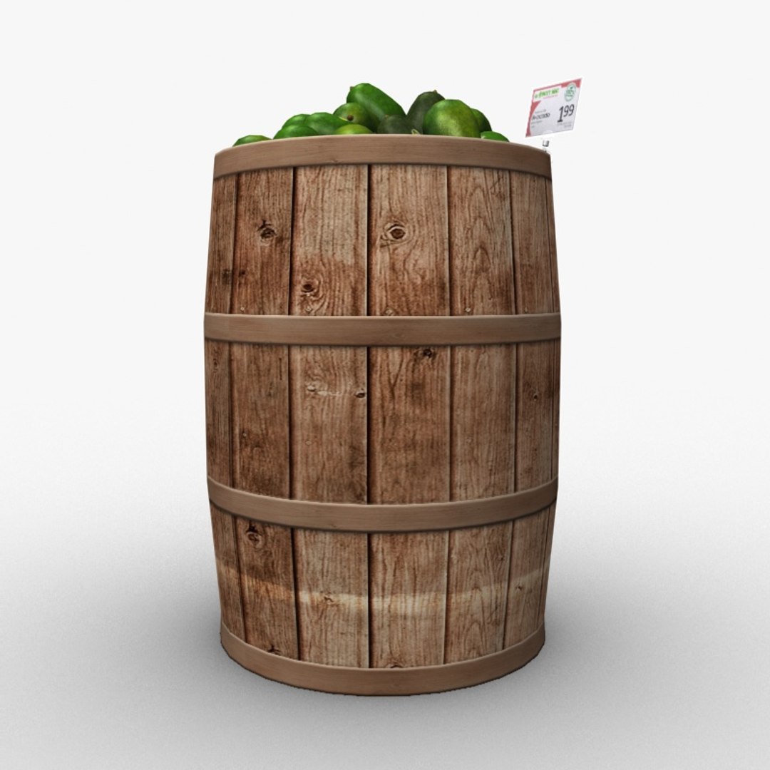 3d Model Grocery Barrel - Avocados