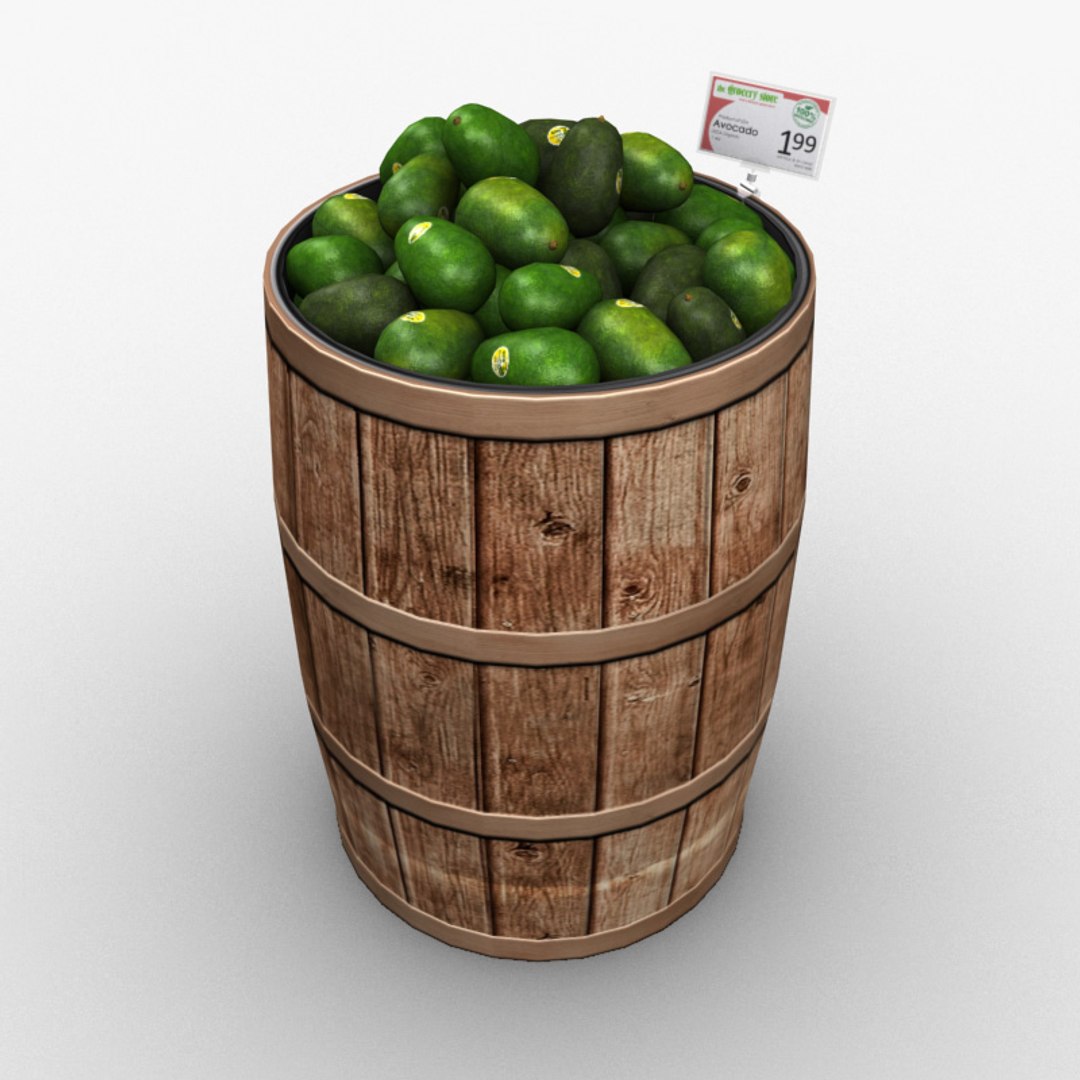 3d Model Grocery Barrel - Avocados