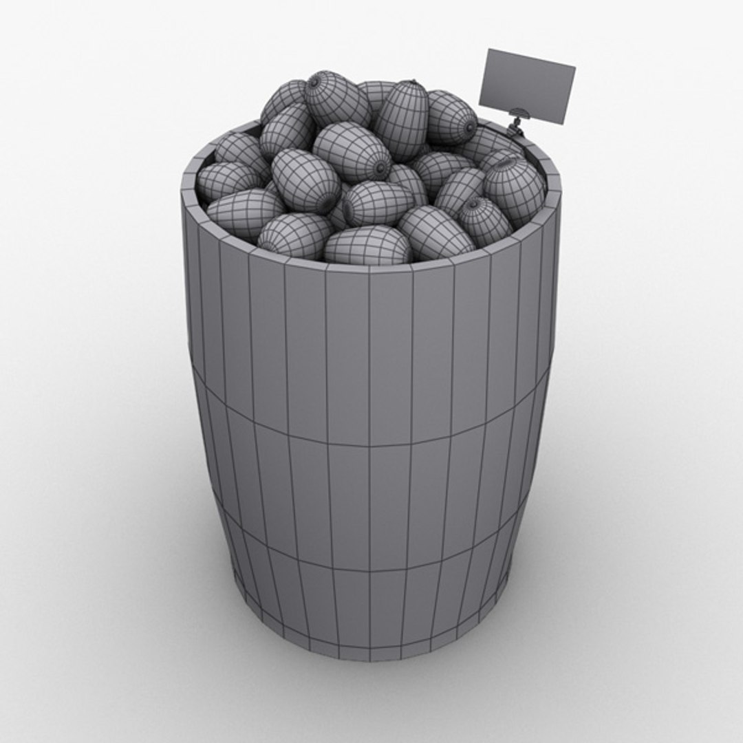 3d Model Grocery Barrel - Avocados