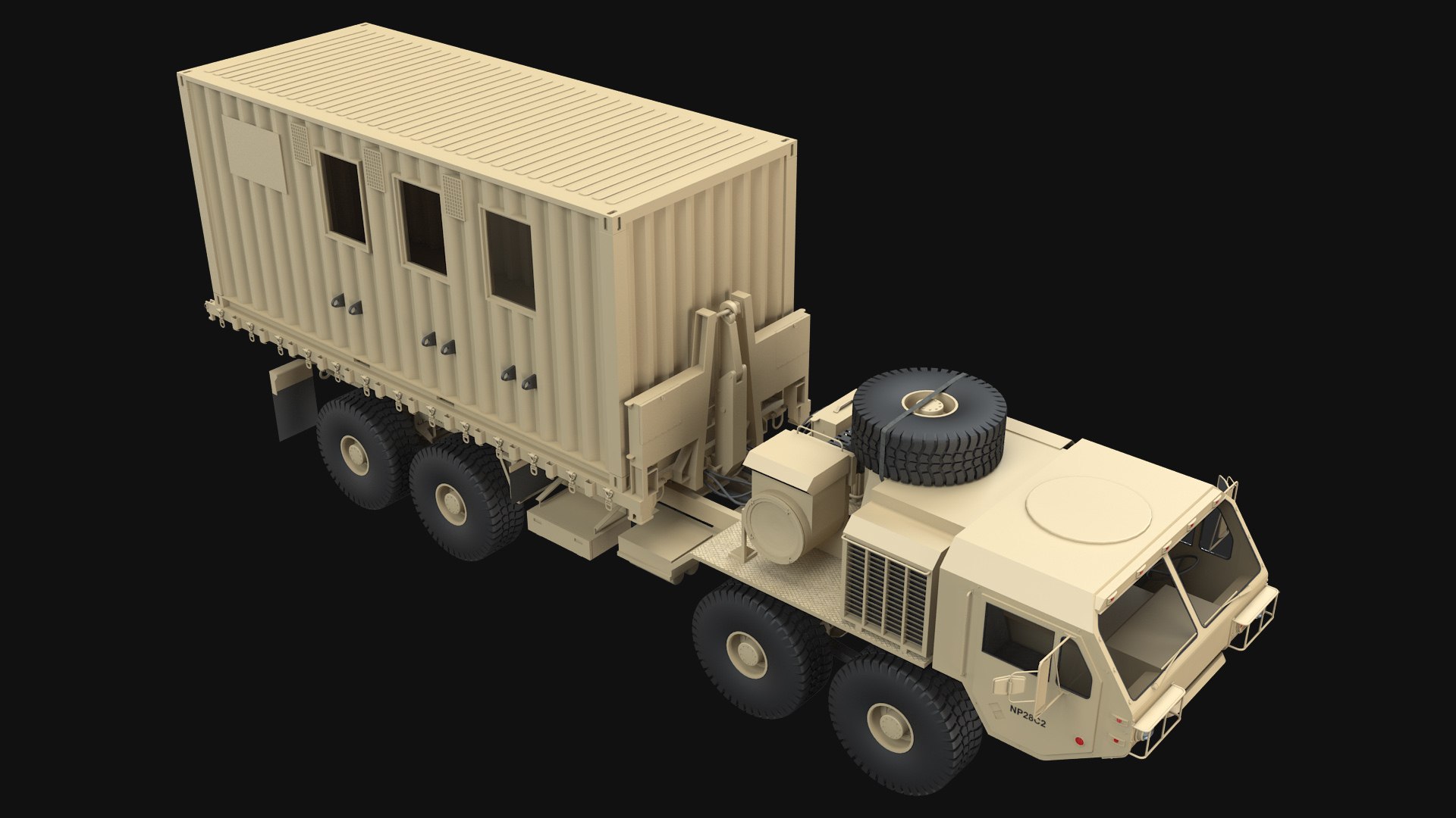 3D HEMTT Heavy Expanded Mobility Tactical Truck With Shelter Container ...