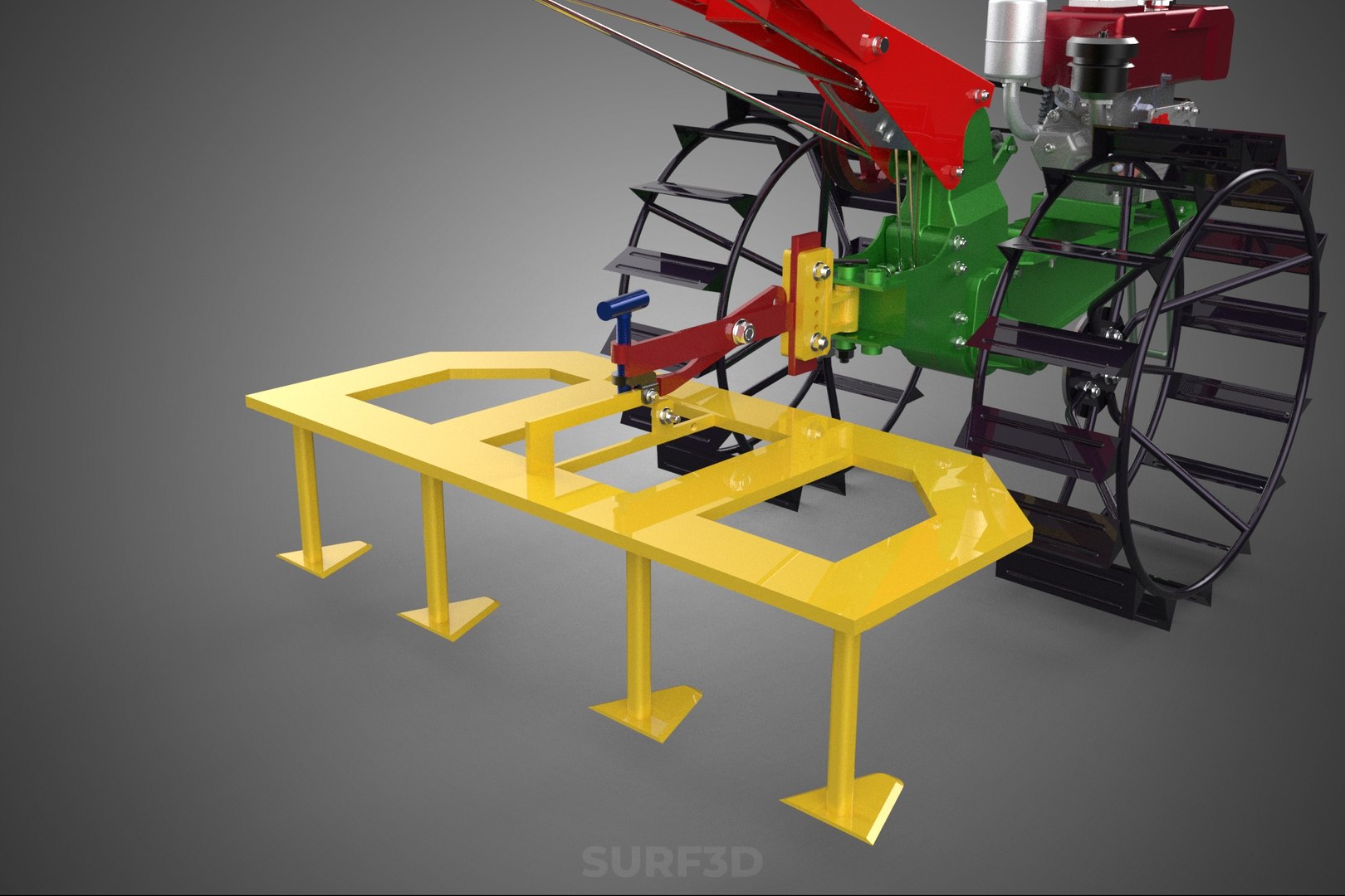 WEEDER SCARIFIER TILLAGE HARROW PLOW WALK BEHIND TRACTOR MACHINE 3D ...