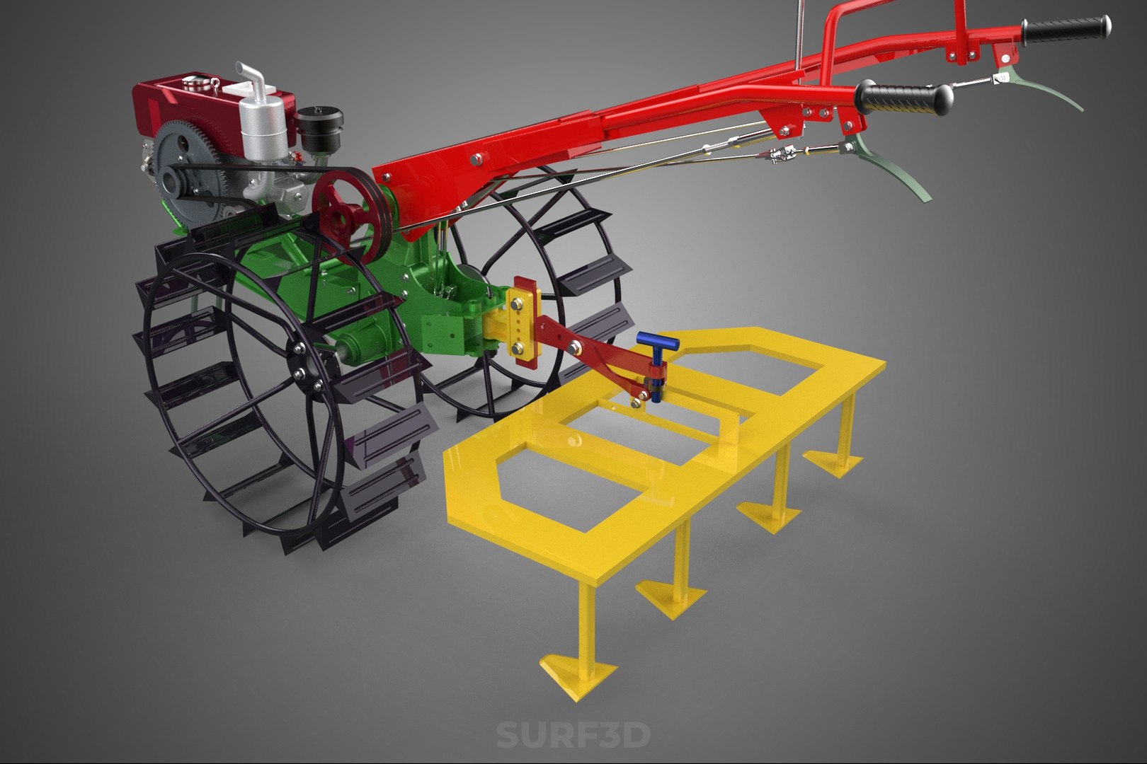 WEEDER SCARIFIER TILLAGE HARROW PLOW WALK BEHIND TRACTOR MACHINE 3D ...