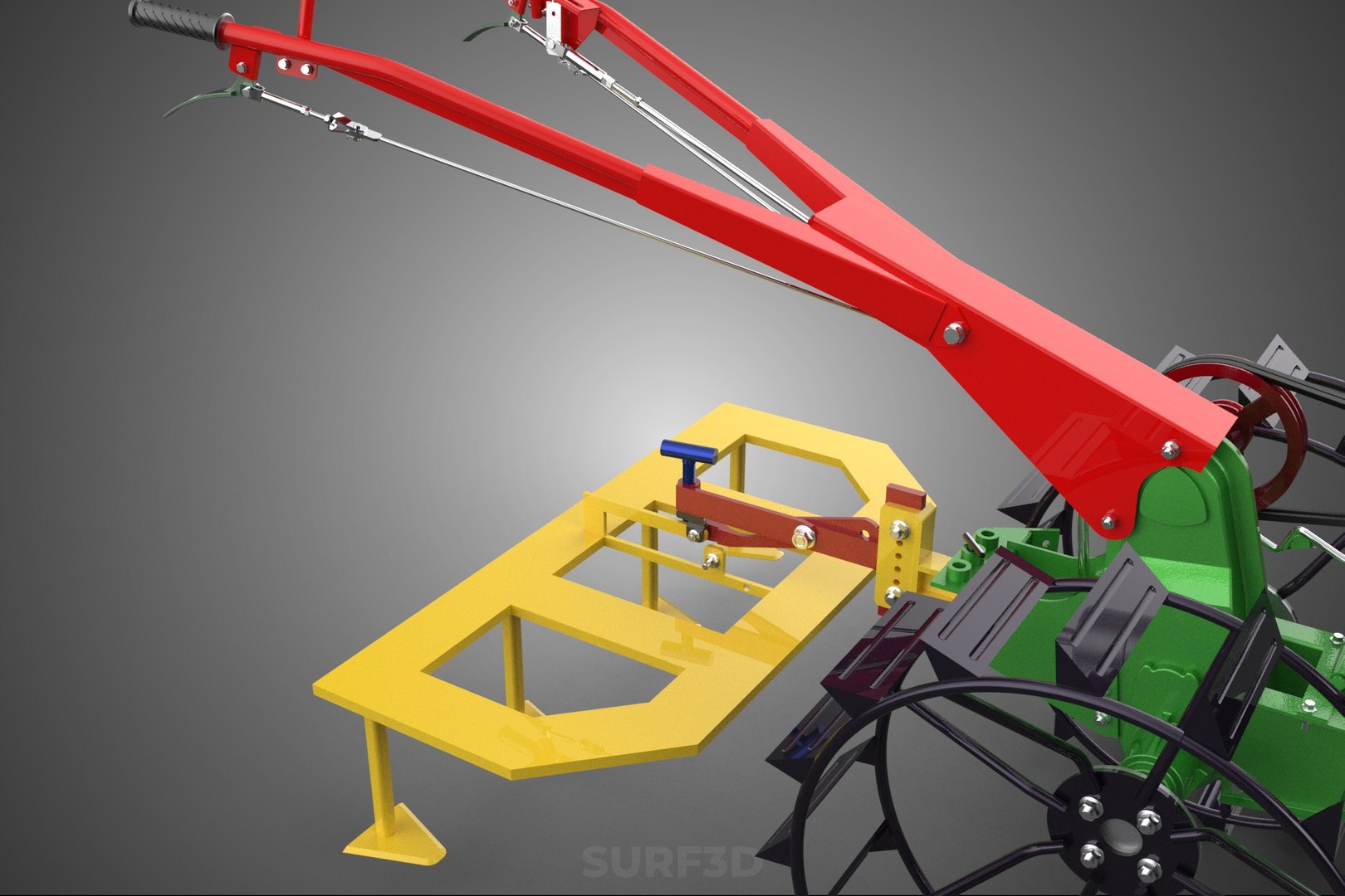 WEEDER SCARIFIER TILLAGE HARROW PLOW WALK BEHIND TRACTOR MACHINE 3D ...