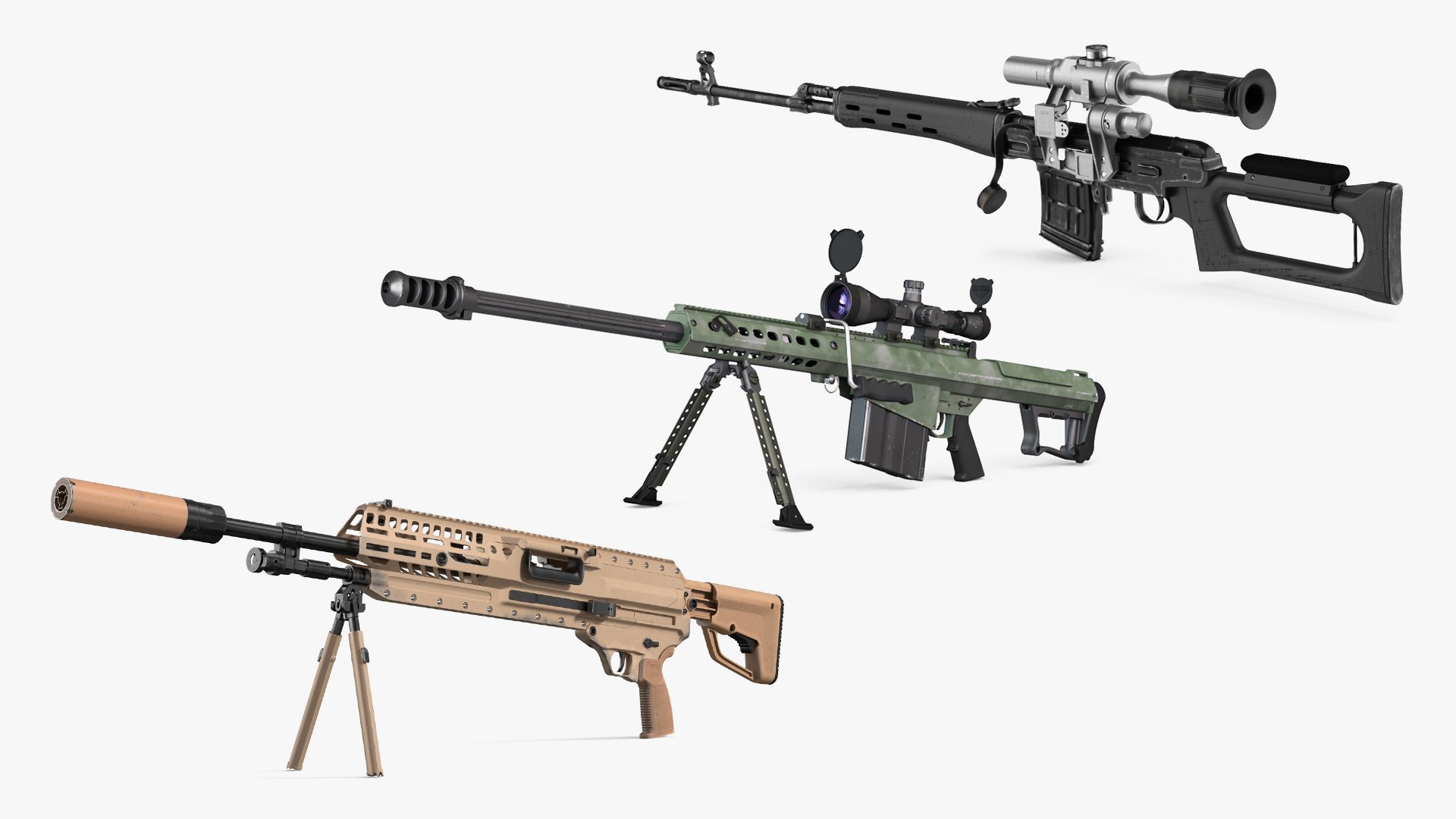 Sniper Rifles Collection 3 3D Model - TurboSquid 2428671