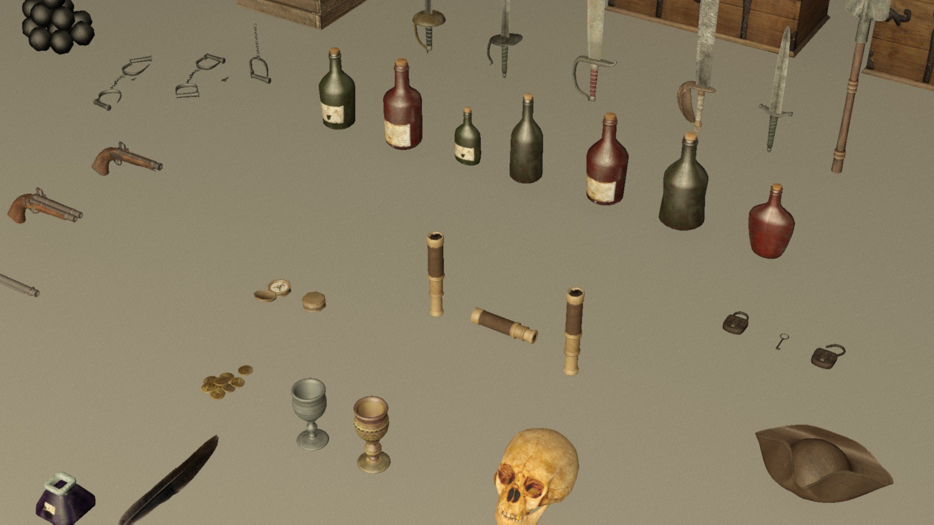 3D Model Pirate Sailor Props Mega Pack - 110 Plus Items Collection ...