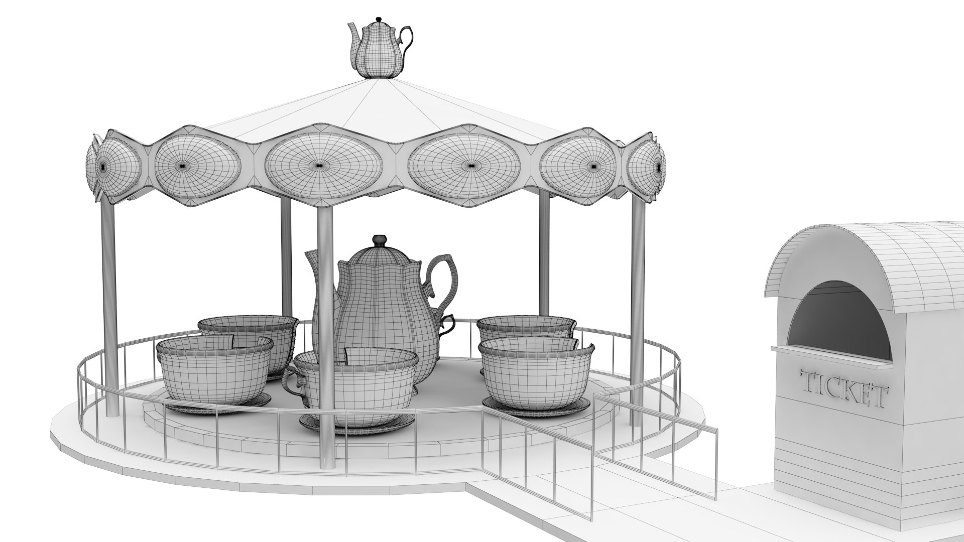 Tea Cup Ride 3D Model - TurboSquid 1610855