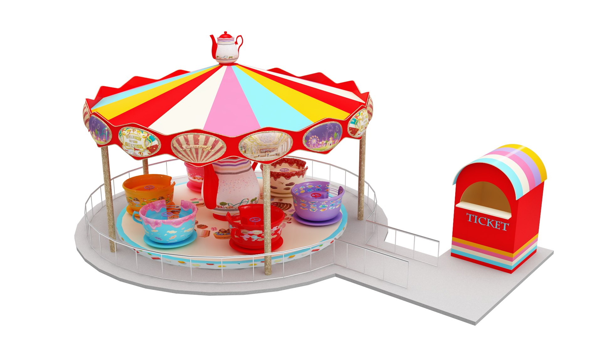 Tea Cup Ride 3D Model - TurboSquid 1610855