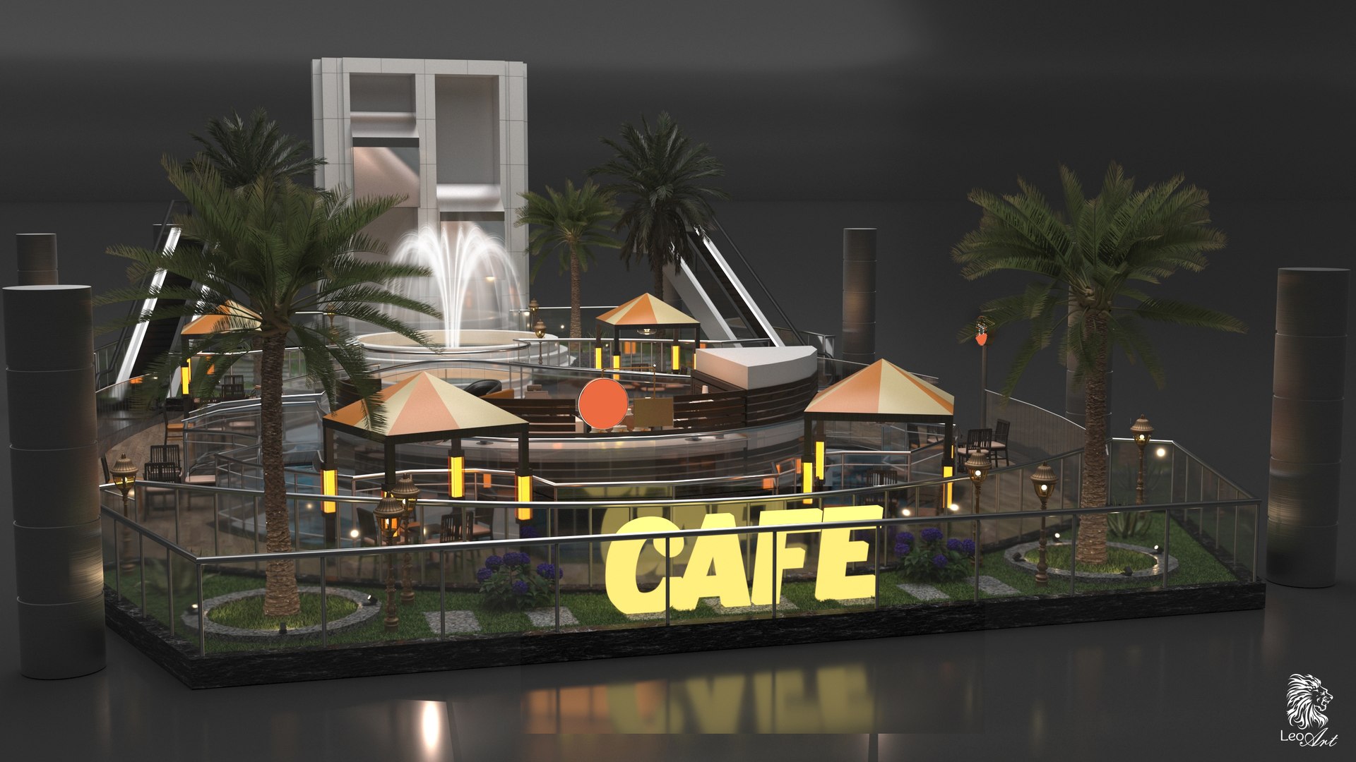 Mall Cafe Open Area Model - TurboSquid 2138369