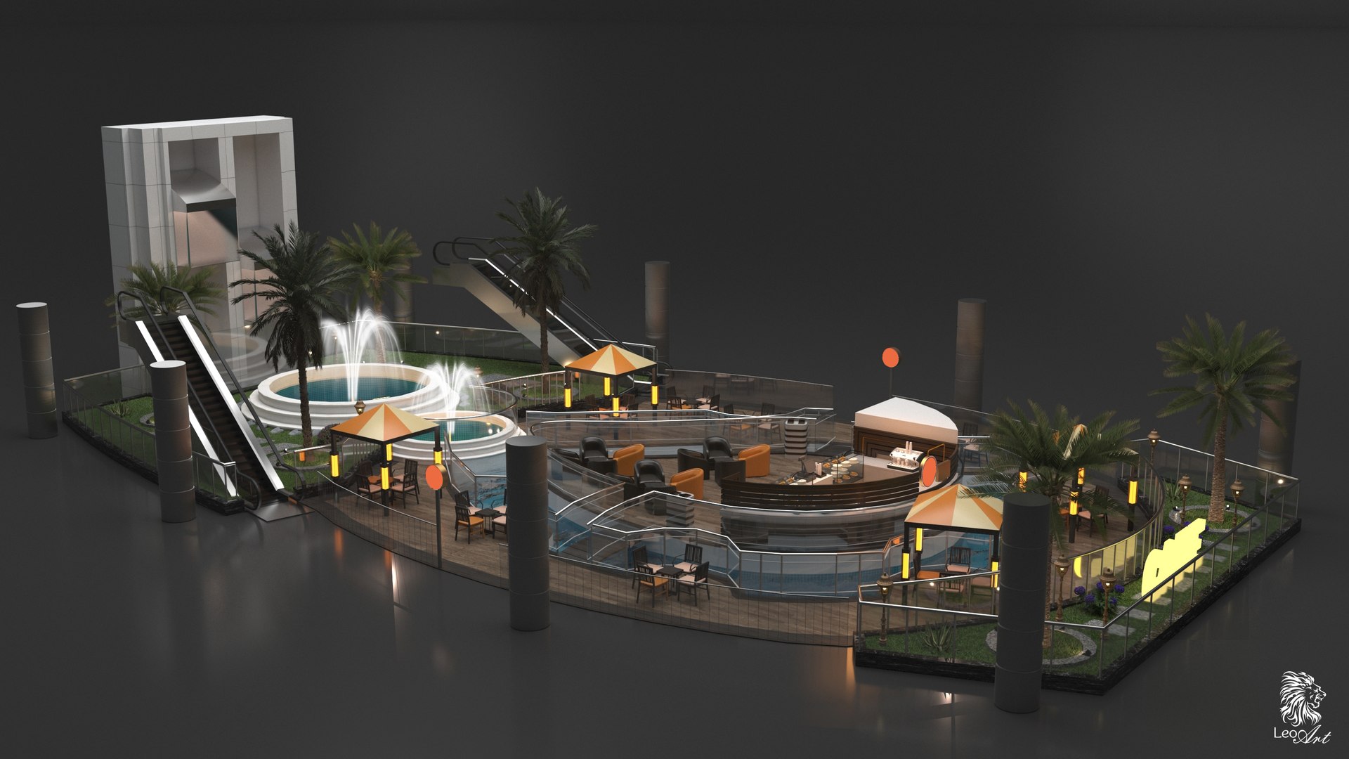 Mall Cafe Open Area Model - TurboSquid 2138369