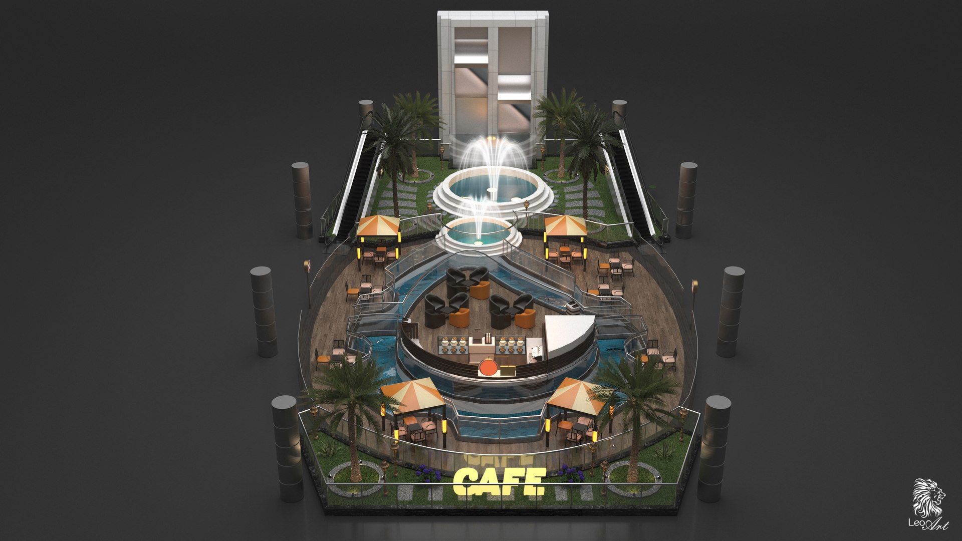Mall Cafe Open Area Model - TurboSquid 2138369