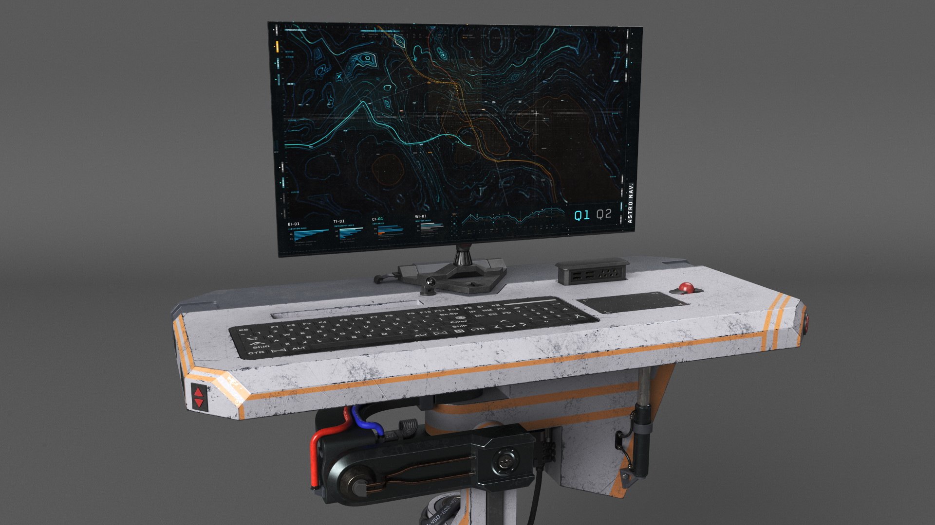 3D An Astronaut Examines Data from Sci-fi Computer - TurboSquid 2133741