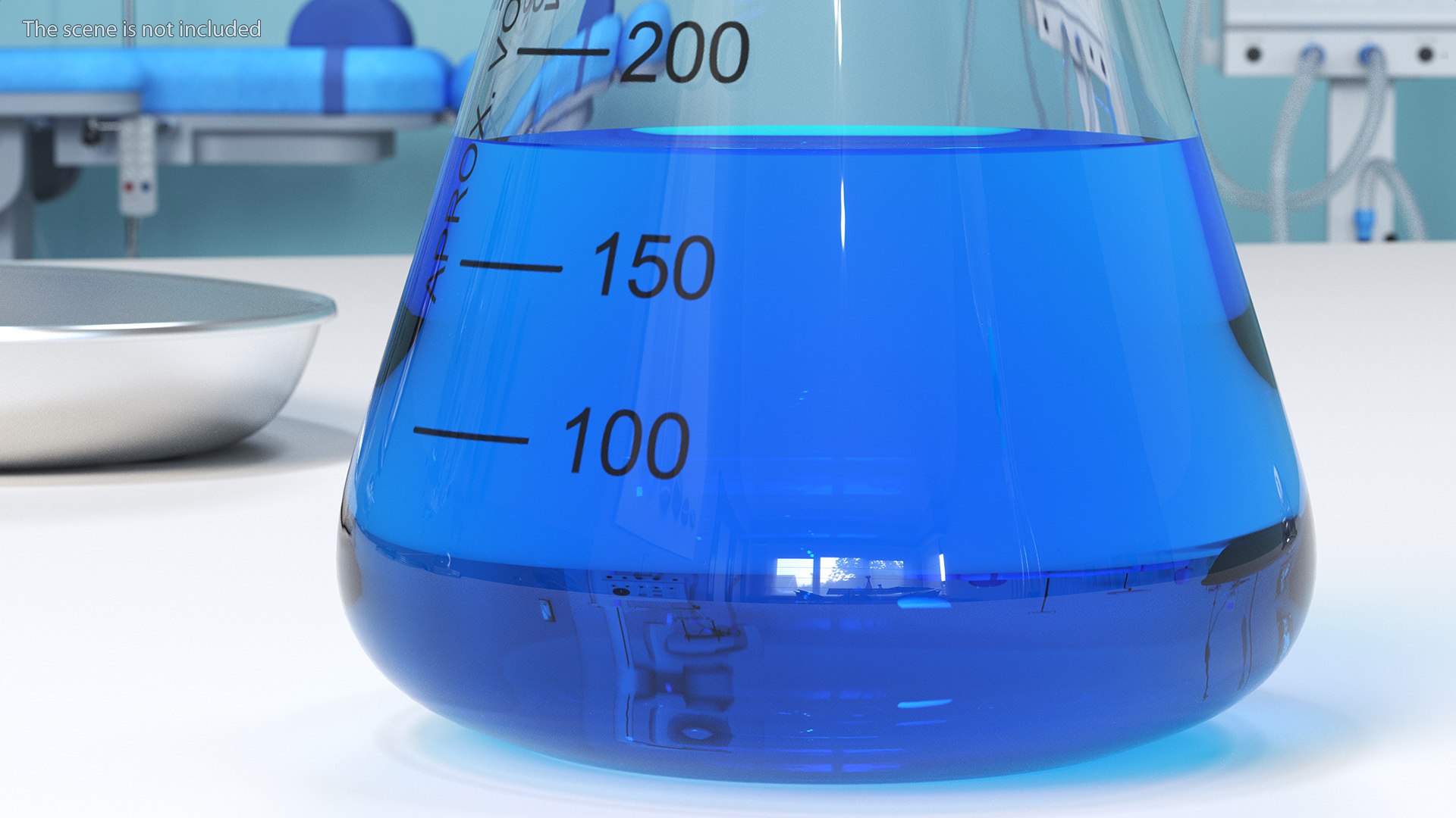 3D Model Narrow Mouth Erlenmeyer Flask 250 Ml With Blue Liquid ...