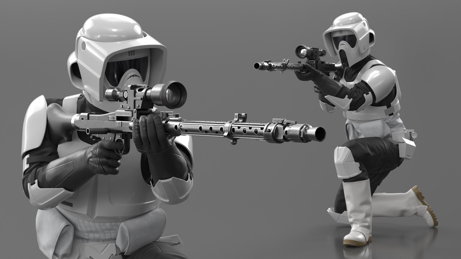 3D Star Wars Scout Trooper Armor In Firing Pose With DLT-19X Model - TurboSquid 2417437