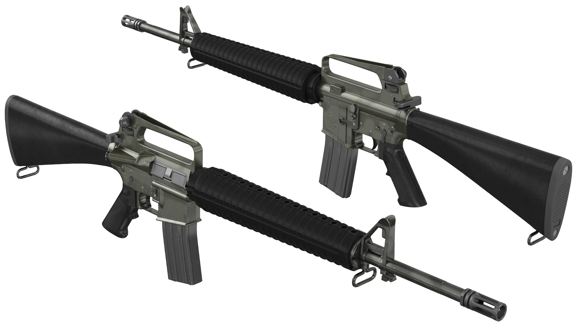 3D M16 A2 Modern Firearm - TurboSquid 2189792