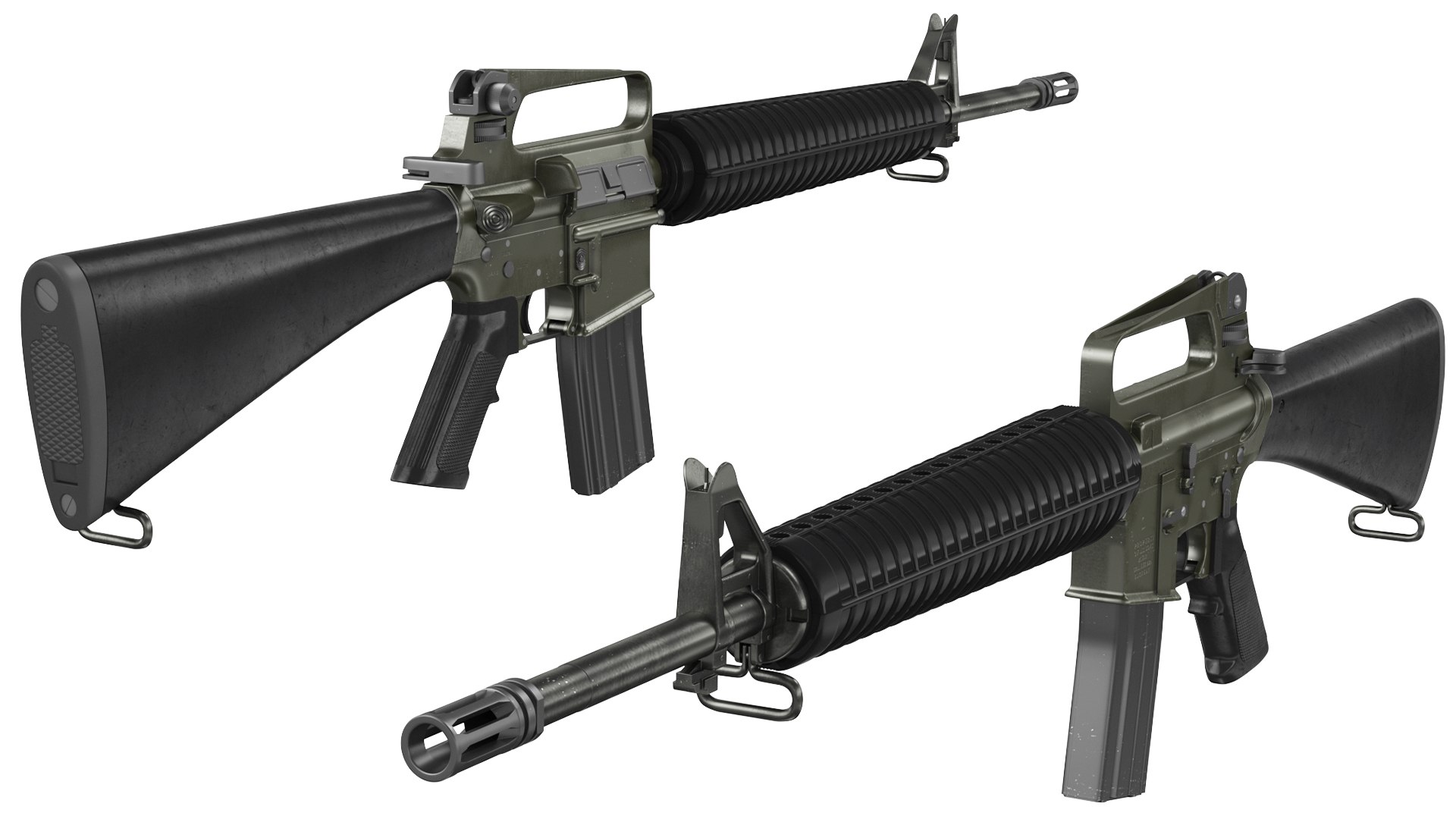 3D M16 A2 Modern Firearm - TurboSquid 2189792