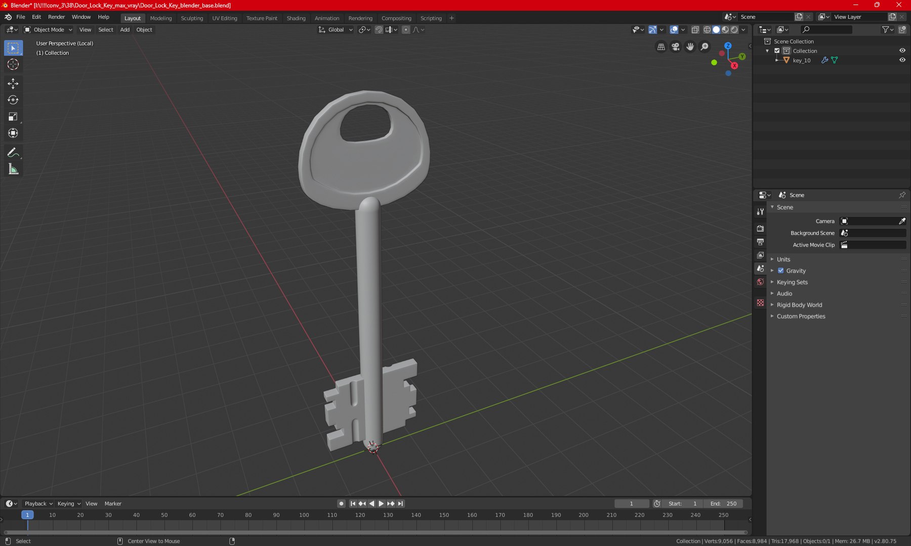 Door Lock Key 3D Model - TurboSquid 2222437