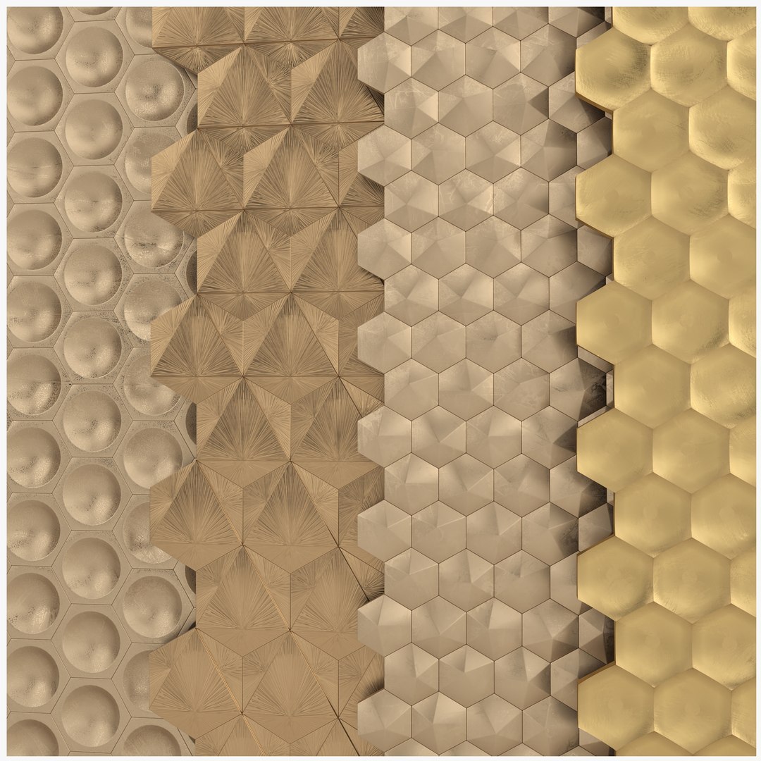 3D Gold 3D Panels Collection Model - TurboSquid 2103208