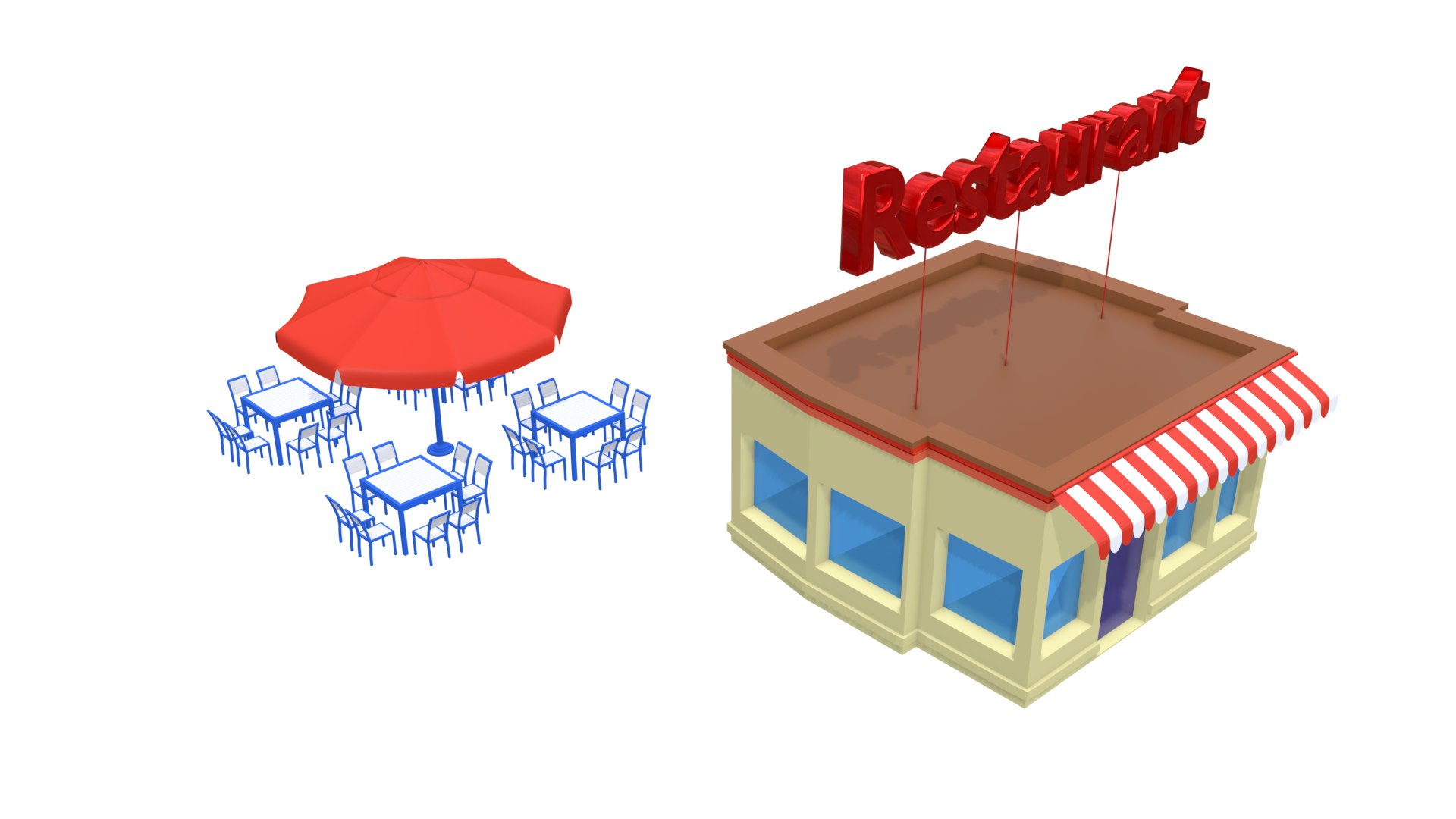 3D Cartoon Restaurant - TurboSquid 1925901