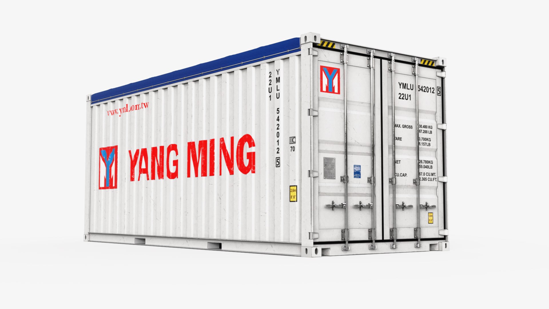20feet YANG MING Open Top Shipping Container Model - TurboSquid 2210900
