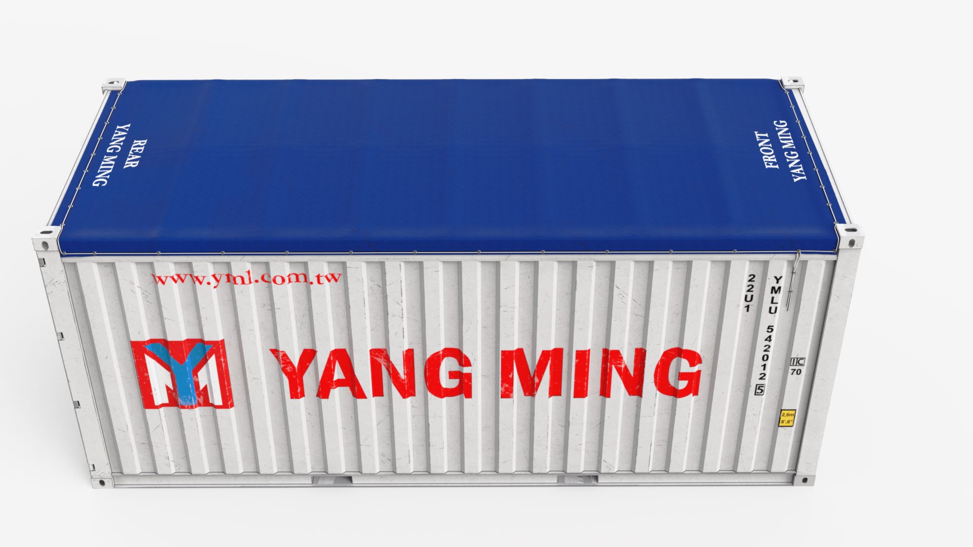 20feet YANG MING Open Top Shipping Container Model - TurboSquid 2210900