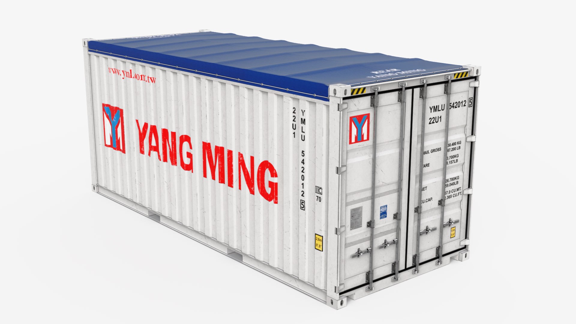 20feet YANG MING Open Top Shipping Container Model - TurboSquid 2210900