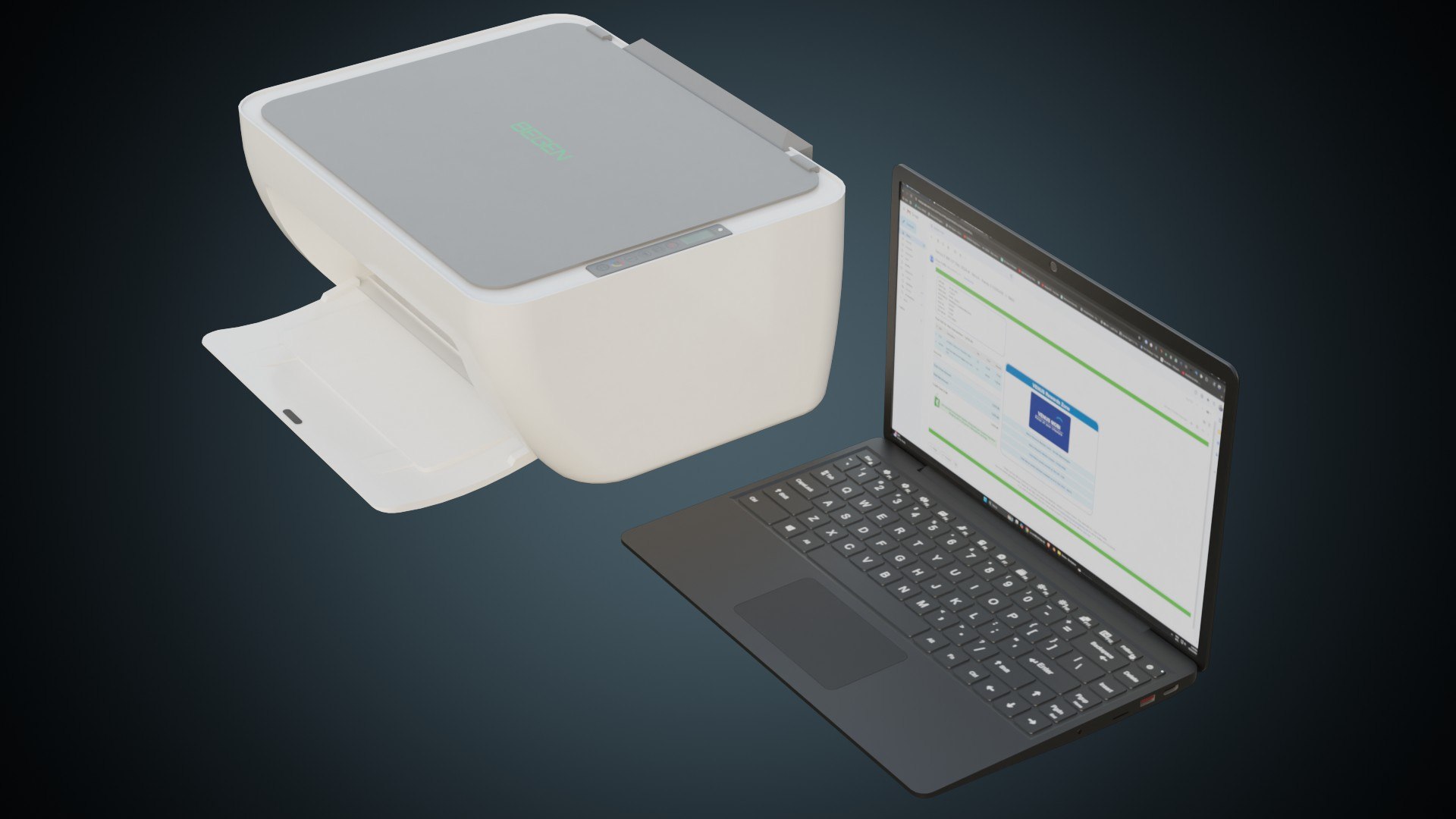 Laptop And Printer 1A 3D Model - TurboSquid 2326149