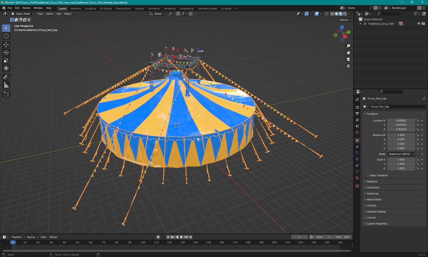3D Traditional Circus Tent Model - TurboSquid 2295488