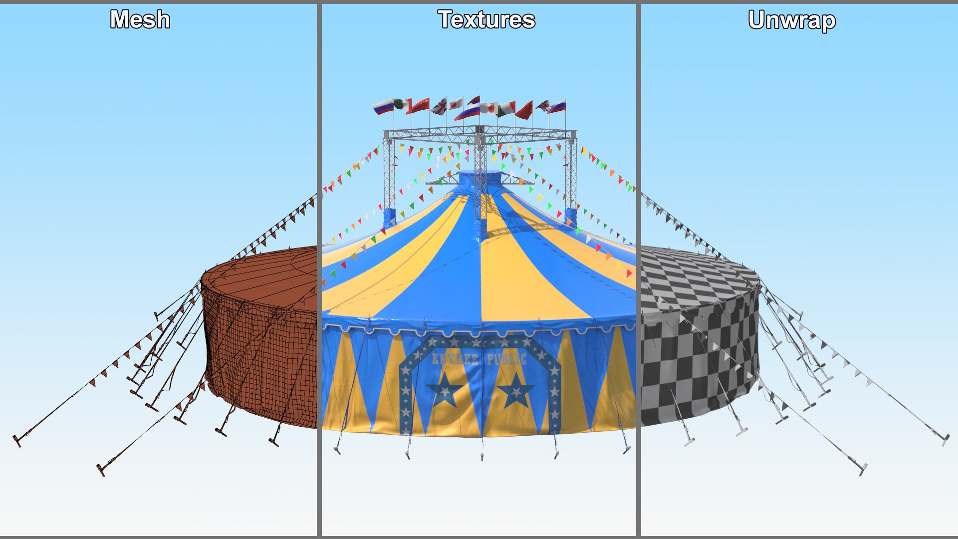 3D Traditional Circus Tent Model - TurboSquid 2295488