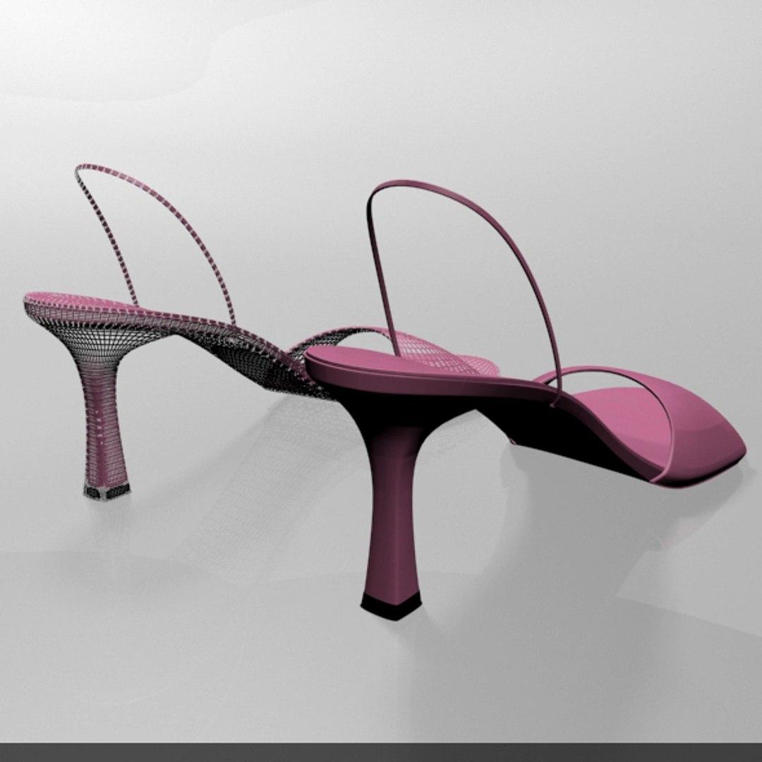 Stylish Spool-heel Slingback Sandals 3D Model - TurboSquid 1613417