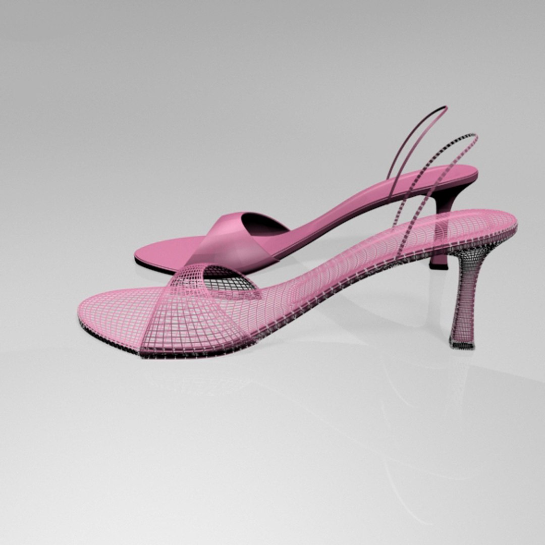 Stylish Spool-heel Slingback Sandals 3D Model - TurboSquid 1613417