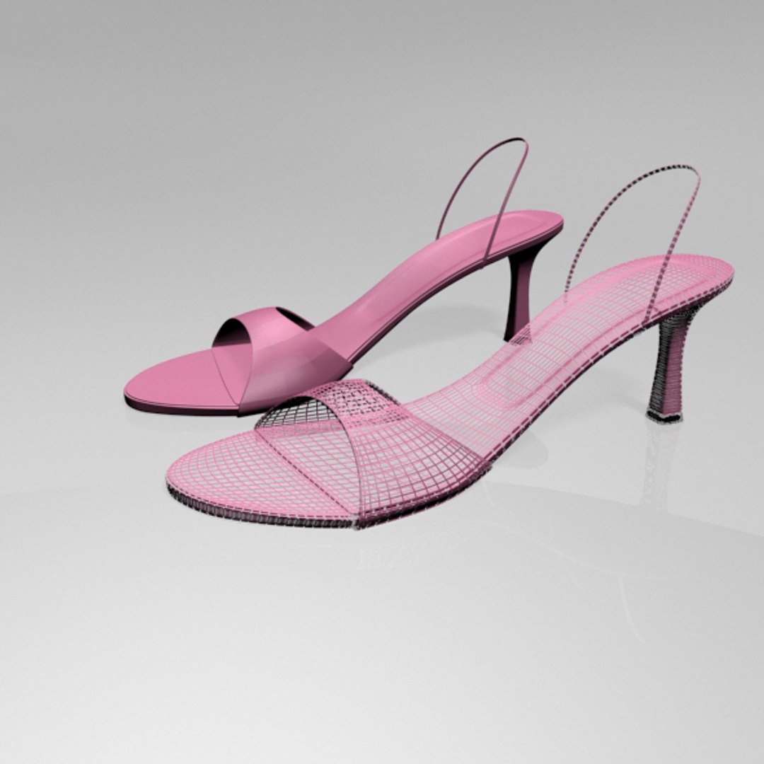 Stylish Spool-heel Slingback Sandals 3D Model - TurboSquid 1613417